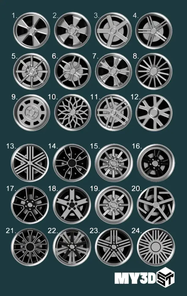 Rims Cars 24 Rims STL 3D Print Model - MY3DSTL