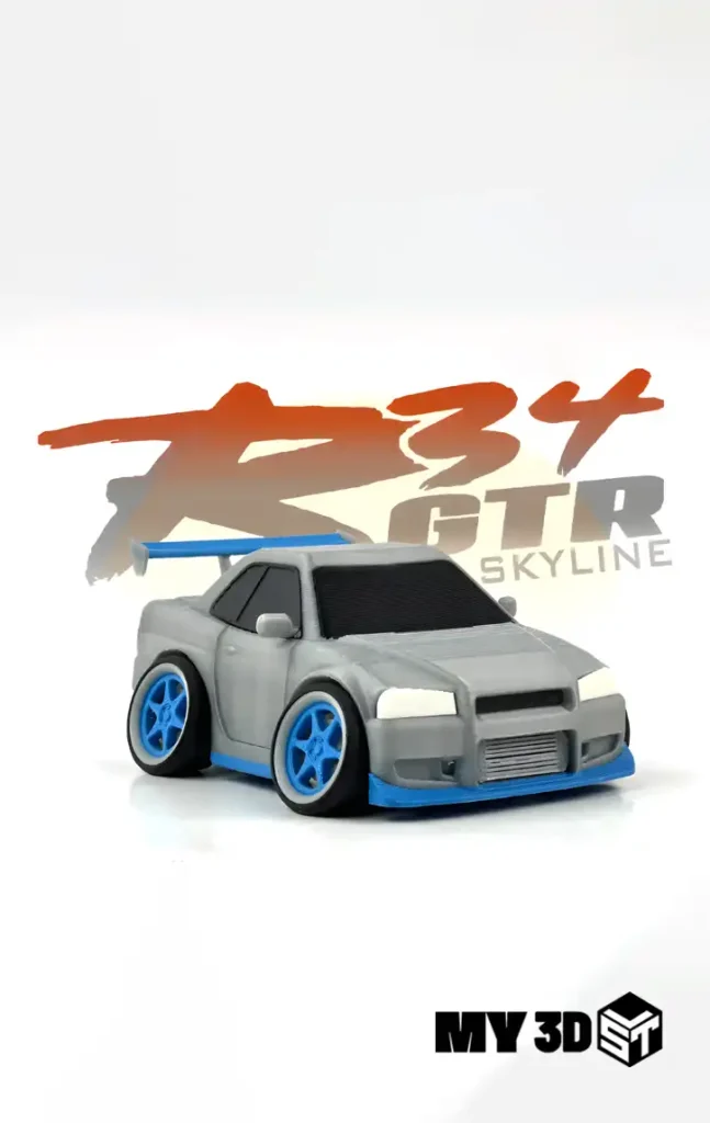 Tooned Nissan Skyline R34 GTR STL 3D Print Model - MY3DSTL