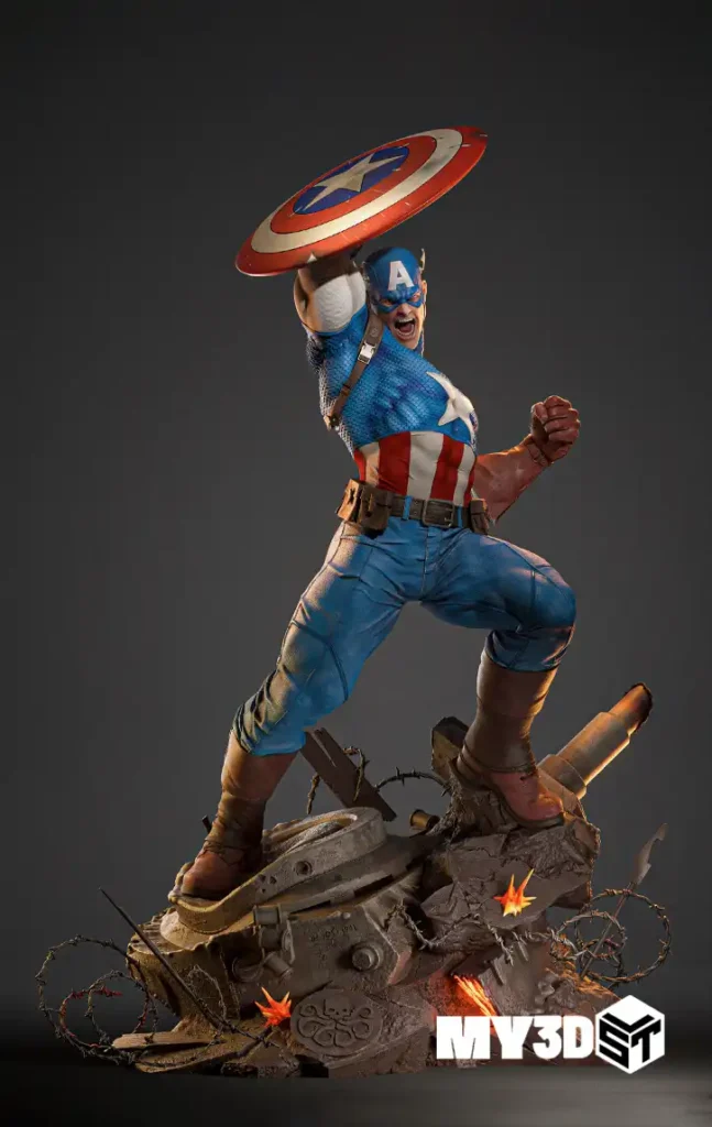 Captain America STL 3D Print Model - MY3DSTL