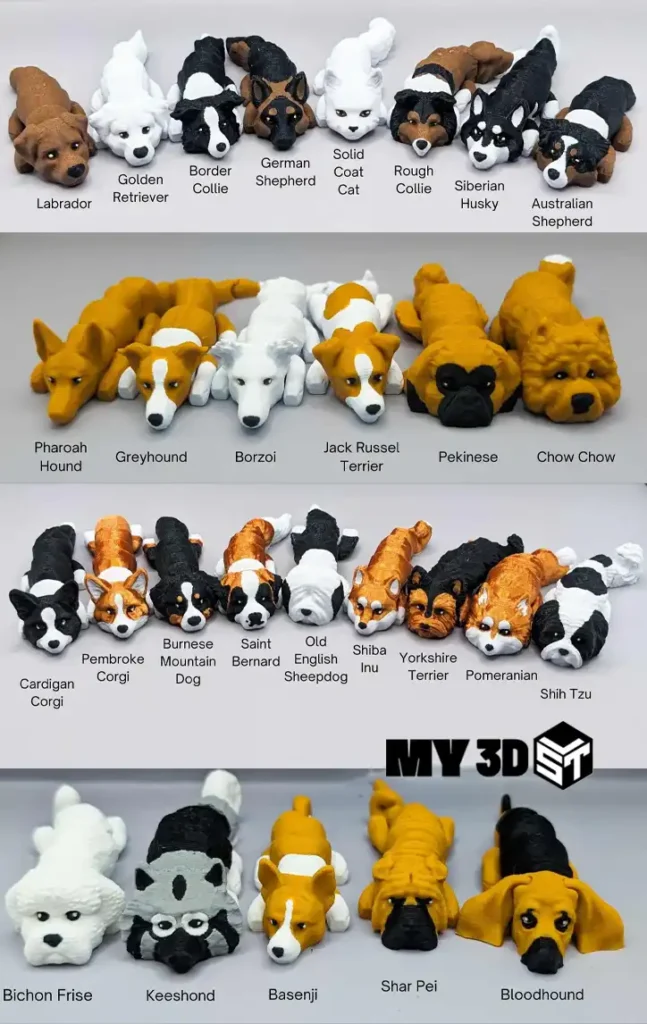 Flexi Dogs Keychain Bundle STL 3D Print Model - MY3DSTL