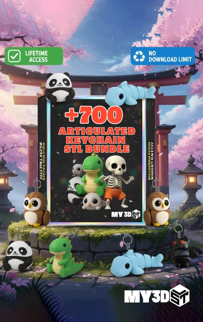 700 Articulated Keychain STL.3MF Bundle - MY3DSTL